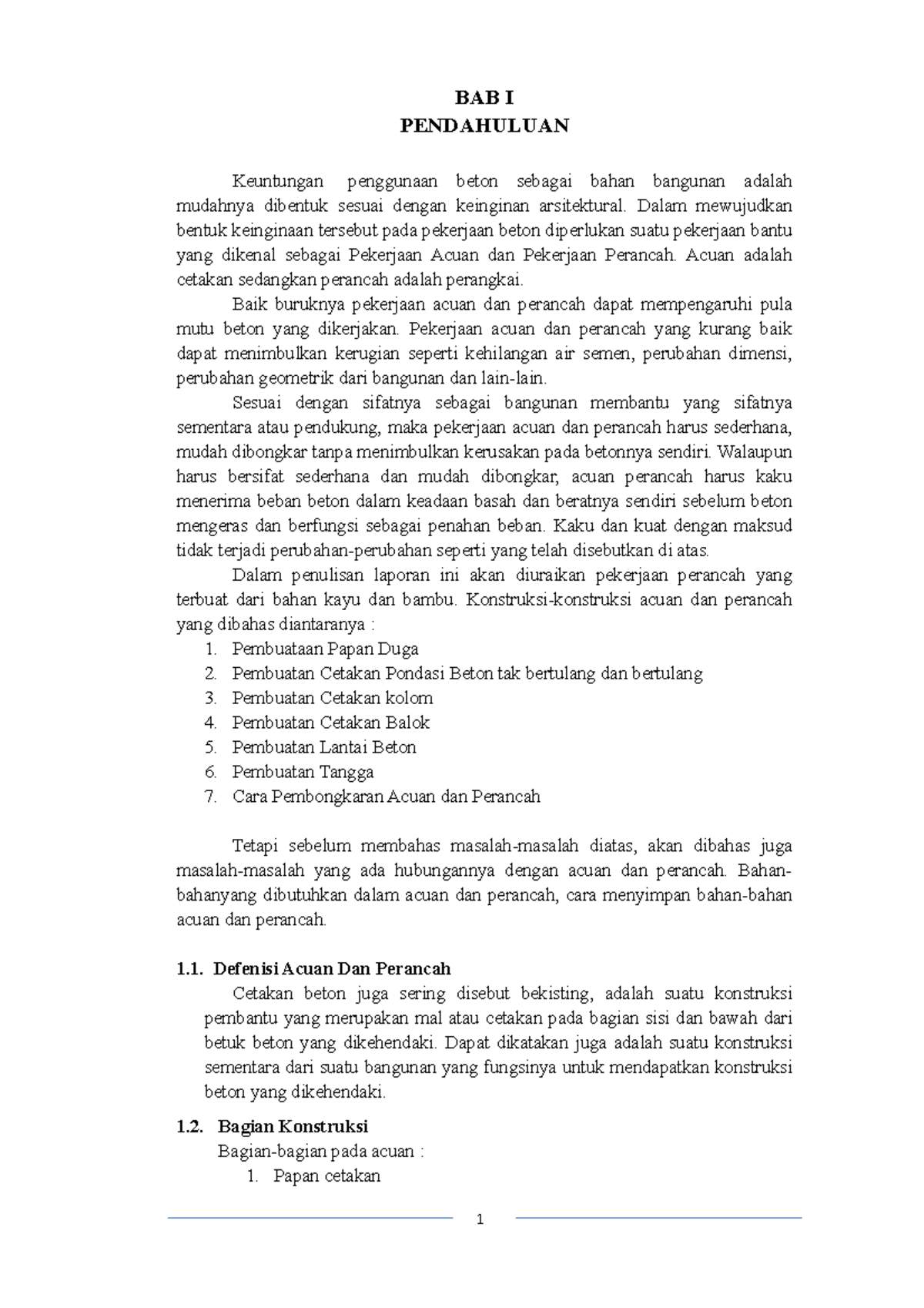 Laporan Praktik Kerja: Acuan dan Perancah dalam Konstruksi Beton - Studocu