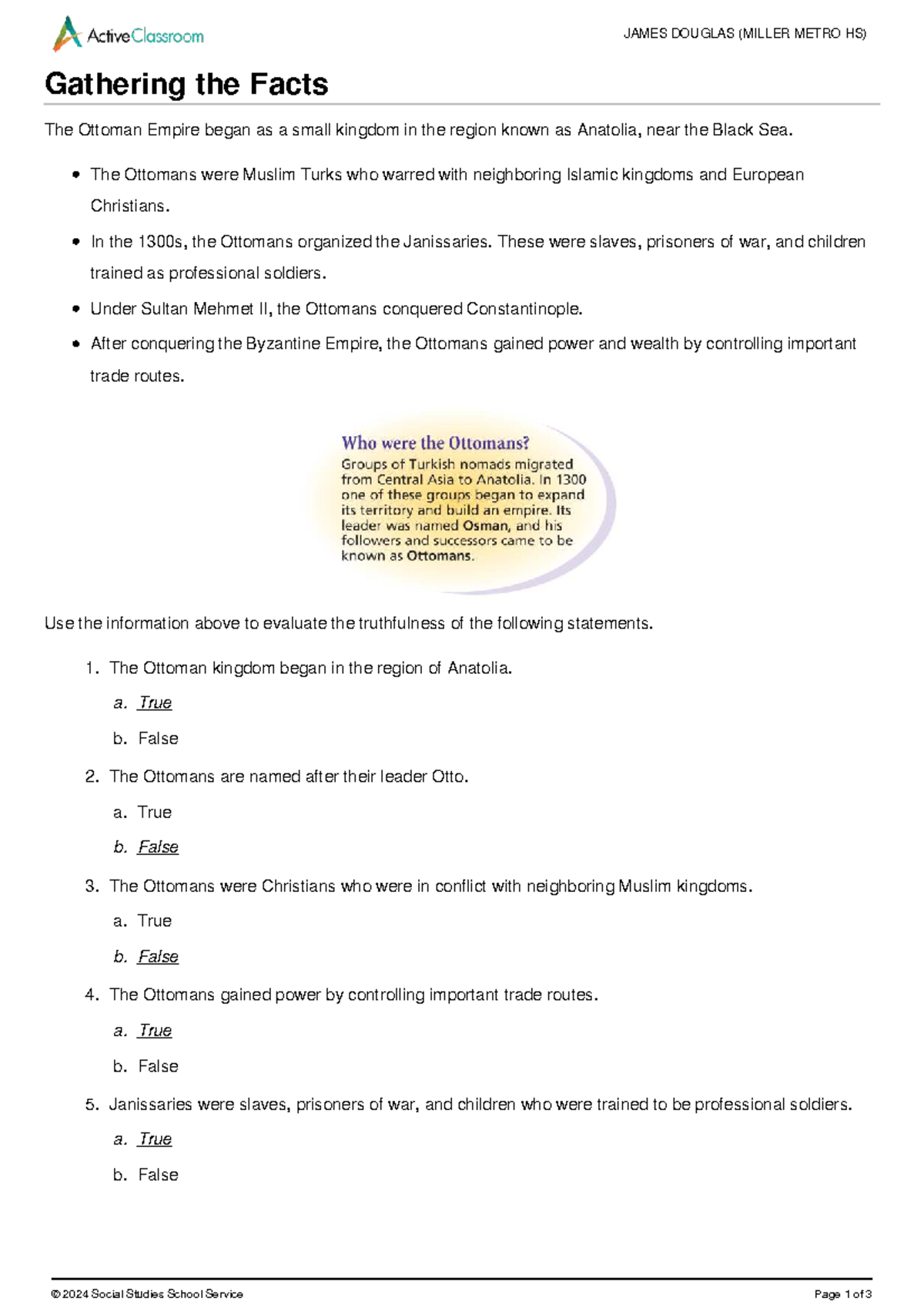 Active Reader - Ottoman Empire Facts & Evaluation (SS 2024) - Studocu