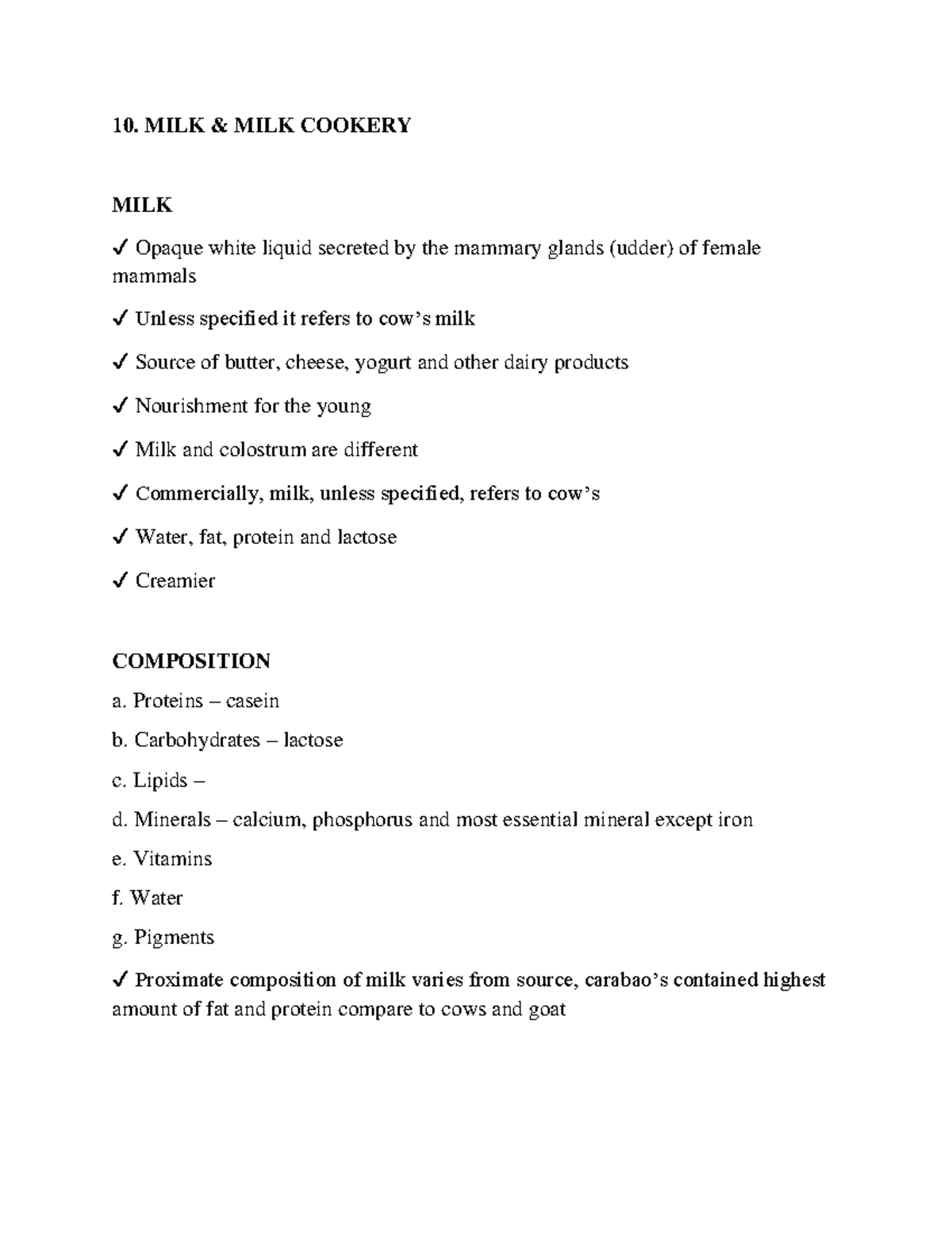 10-MILK & MILK Cookery - 10. MILK & MILK COOKERY MILK Opaque white ...