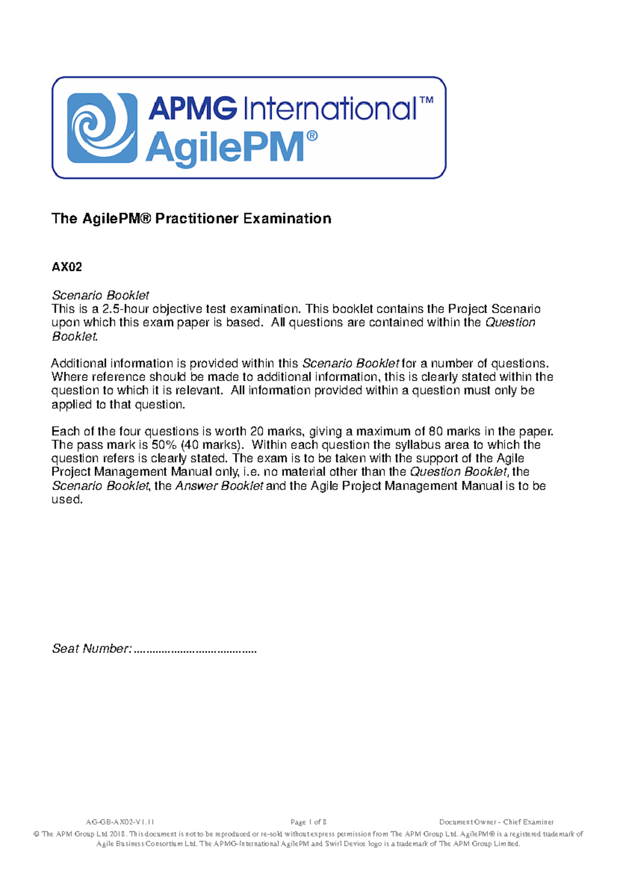 AgilePM Practitioner Exam Sample Paper - AX Module Question Booklet ...