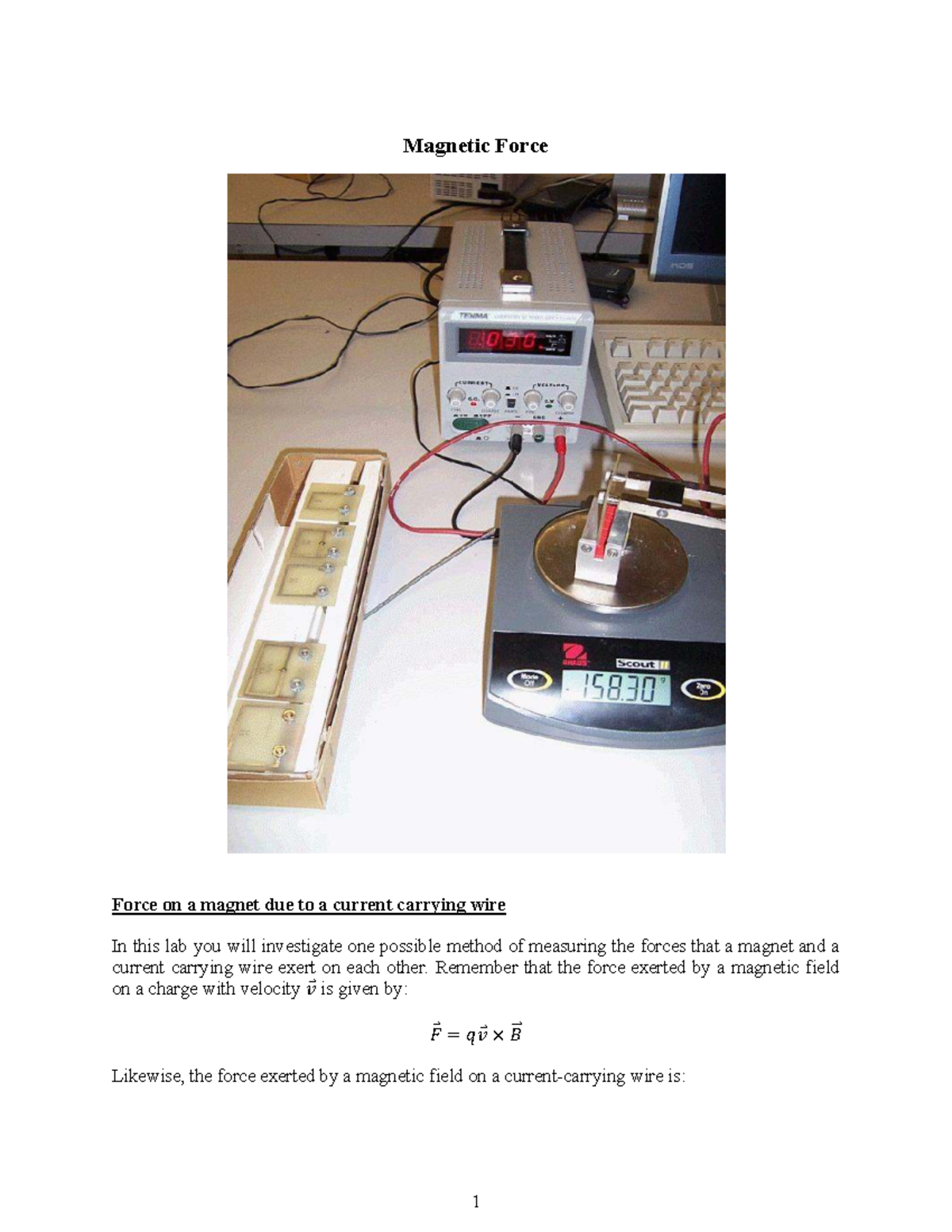 Magnetic Force Lab: Measuring Interaction Between Magnet & Current ...