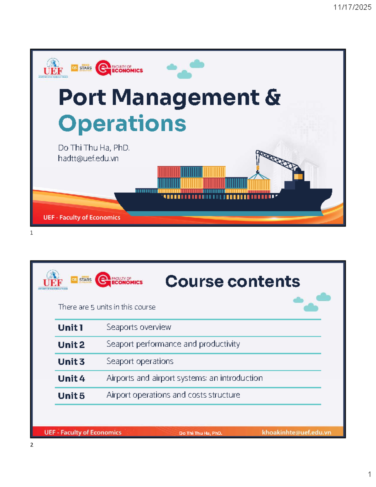 PORT Management Operations: A Comprehensive Overview - Studocu