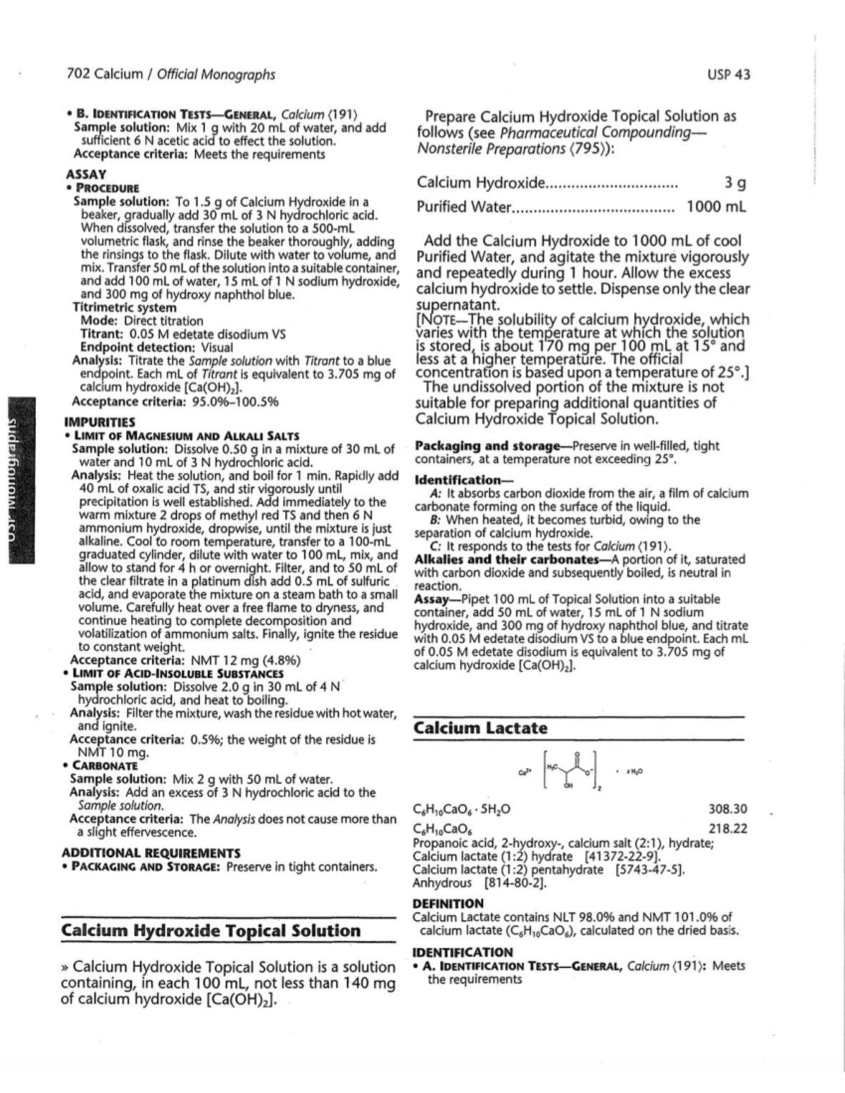 Calcium Hydroxide Topical Solution - USP 43 Monograph - Studocu