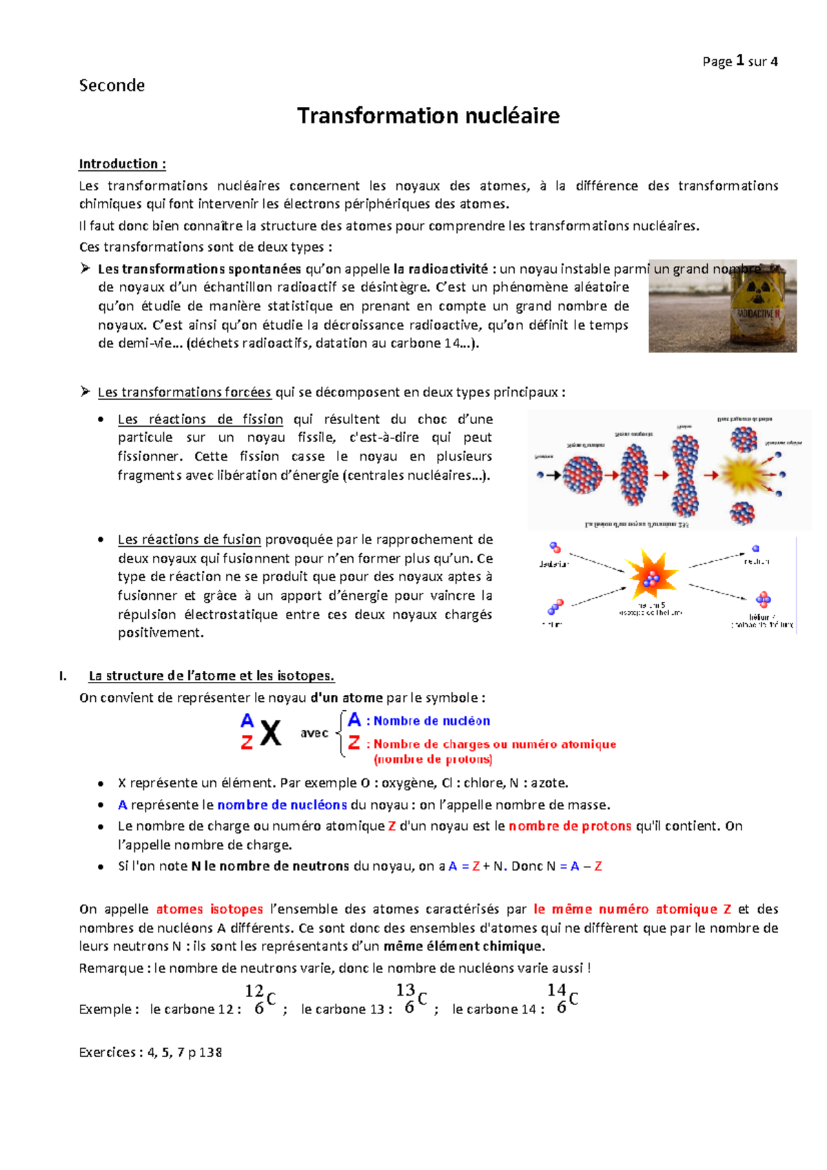 LA Transformation nucléaire - Seconde Transformation nucléaire ...