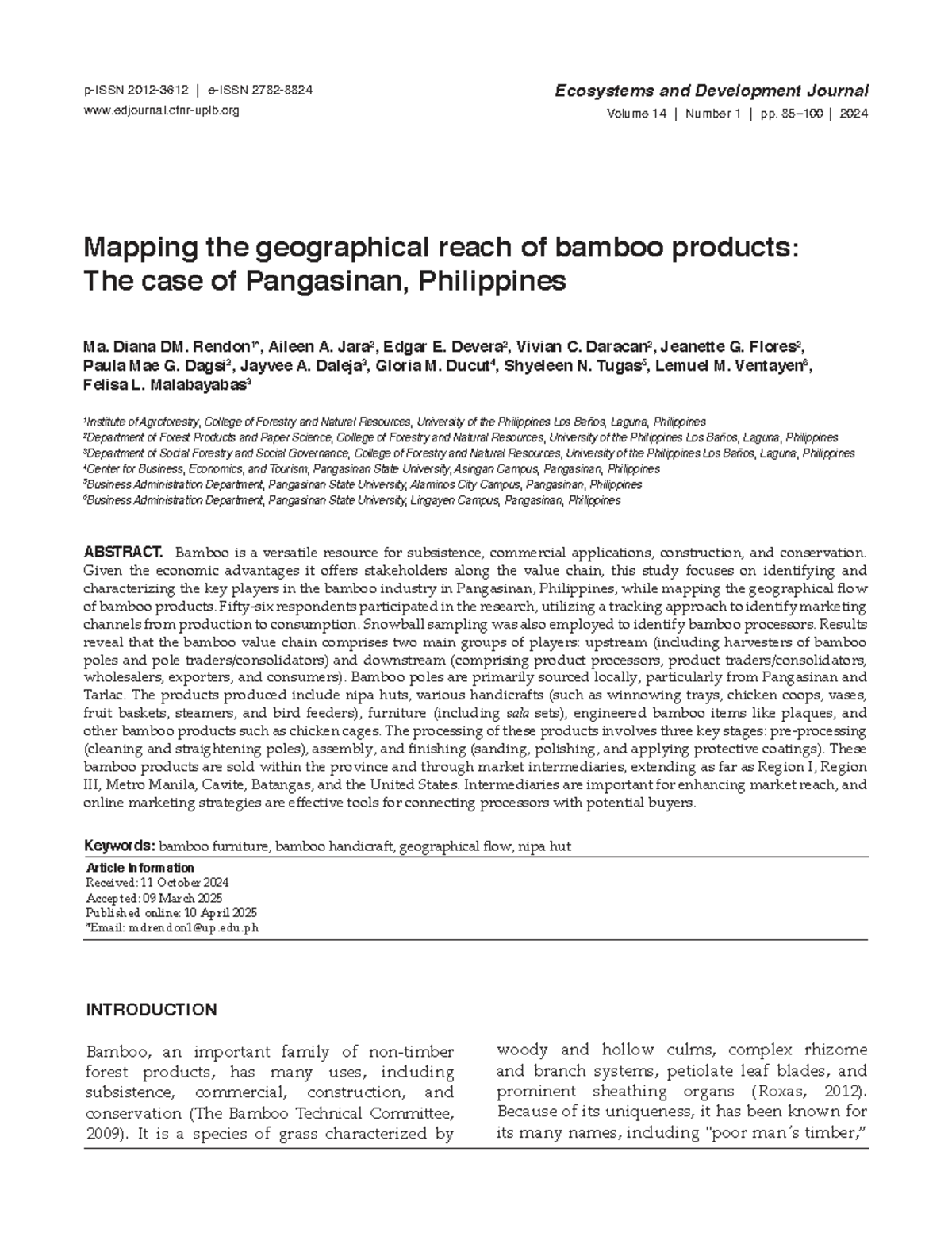 Mapping the Geographical Flow of Bamboo Products in Pangasinan, PH ...