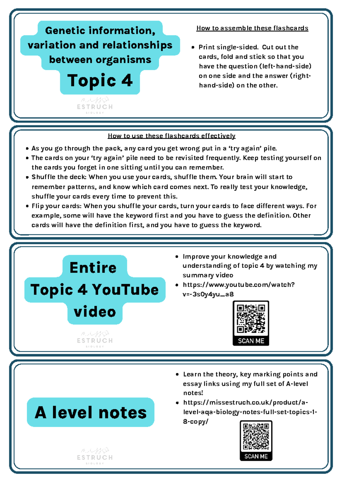 AQA Biology A-Level Topic 4: Genetic Information & Variations Notes ...