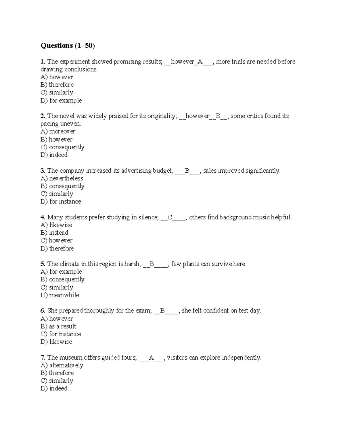ENG101 Quiz: Understanding Conjunctions and Their Usage - Studocu
