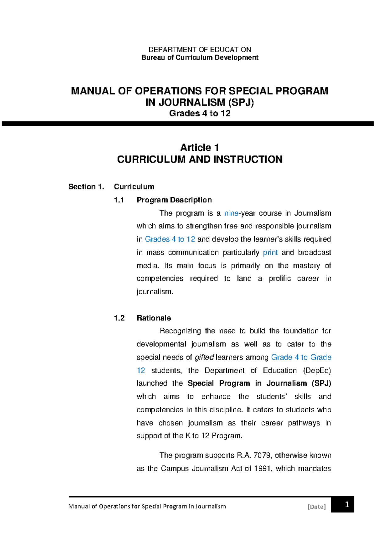 417845828 SPJ Operations Manual: Curriculum & Instruction Guide - Studocu