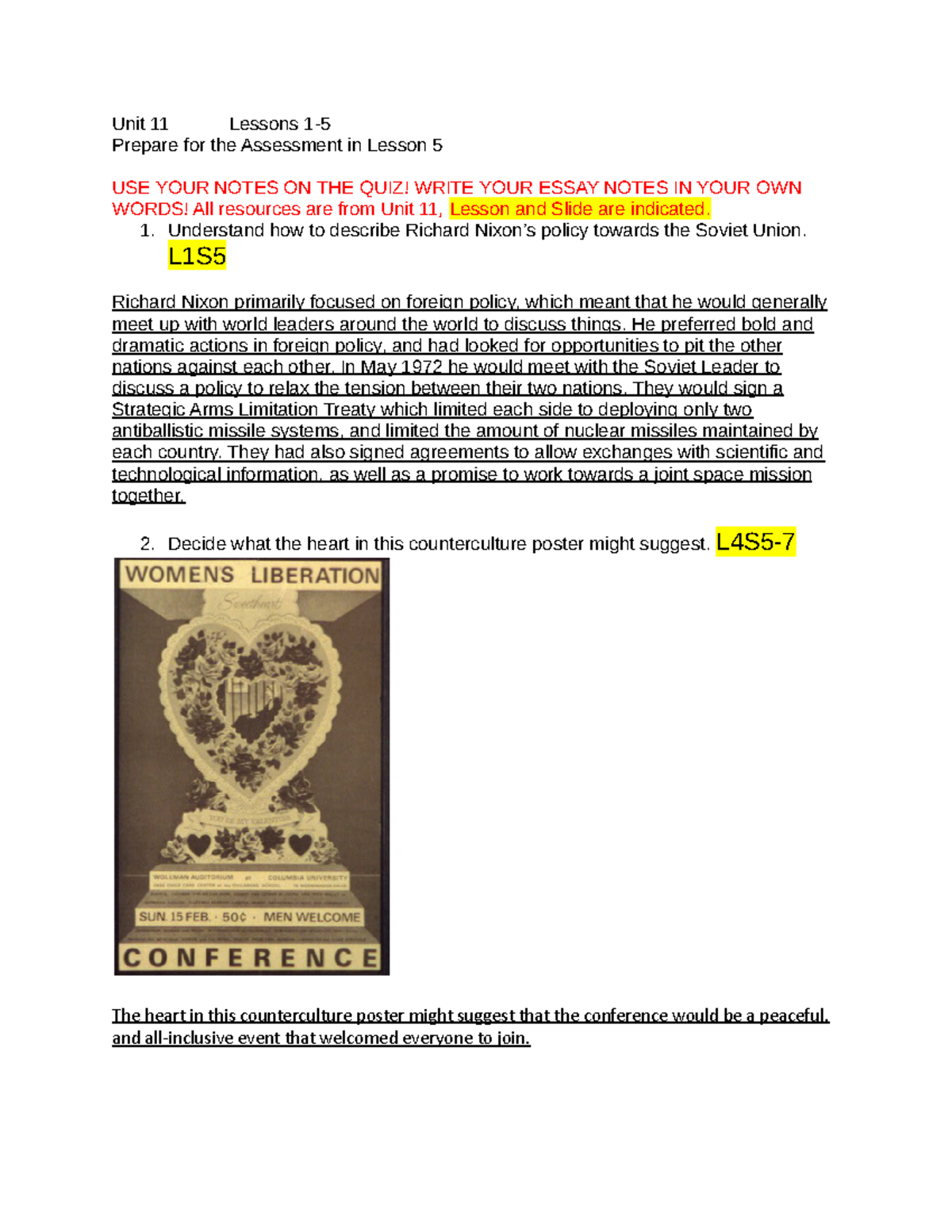 United States History 11 - Unit 11 Quiz Study Guide and Key Concepts ...
