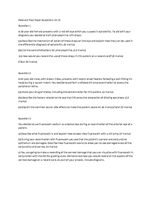 RBV Important Notes on Esophoria and Exophoria Classifications - Studocu