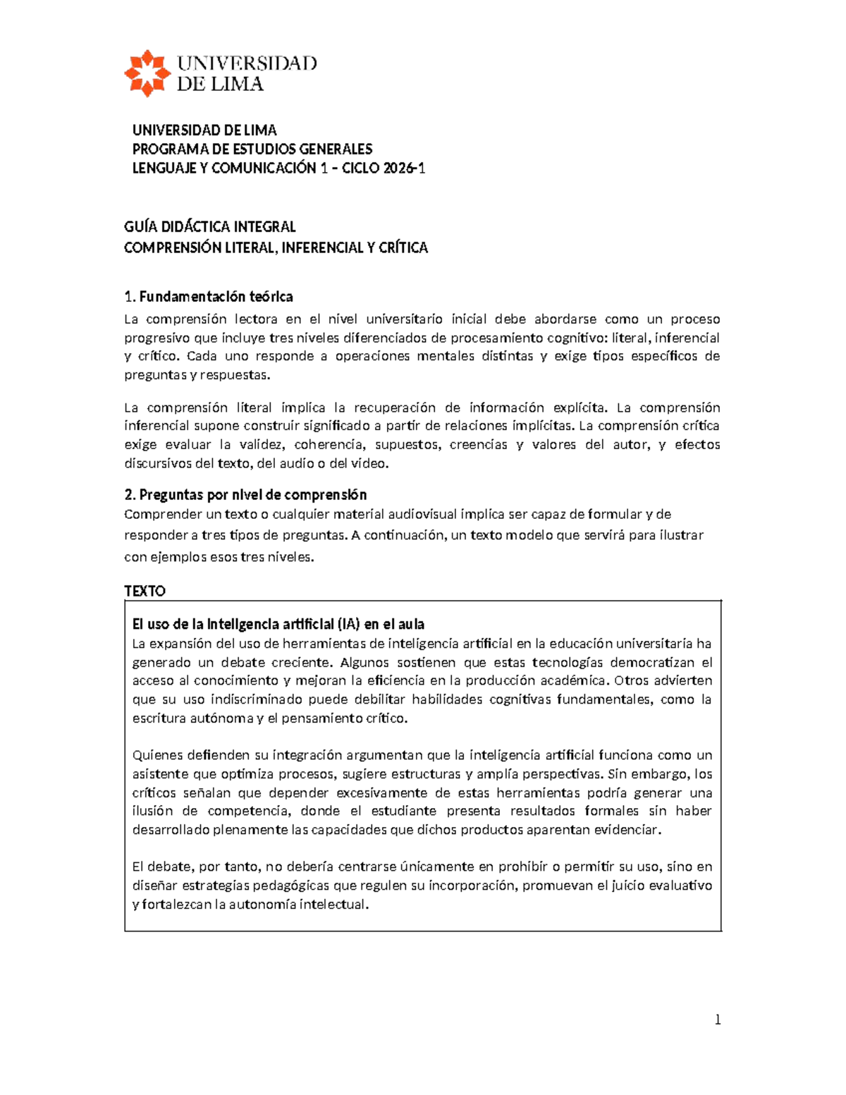 Guía Didáctica Integral: Comprensión Lectora en Lenguaje y Comunicación ...
