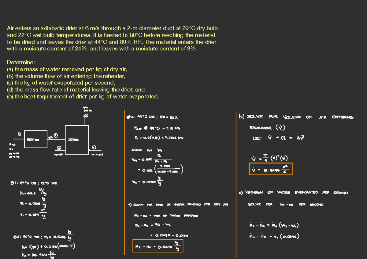 Dryer Sample Problem Part 2: Adiabatic Drier Analysis - Studocu