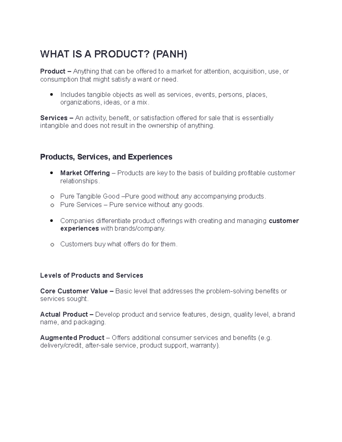 TT L1 - oke - WHAT IS A PRODUCT? (PANH) Product – Anything that can be ...