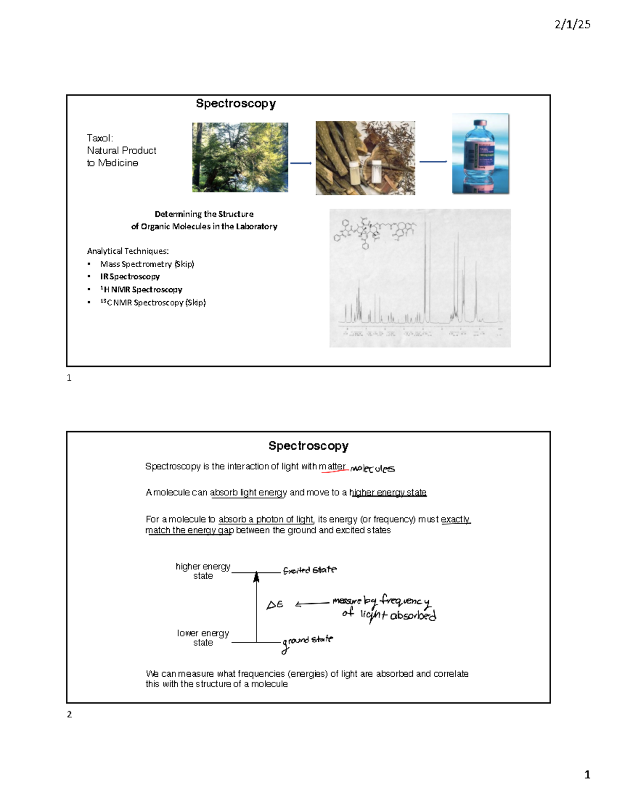8. Spectroscopy IR - Class notes - ####### Determining the Structure ...