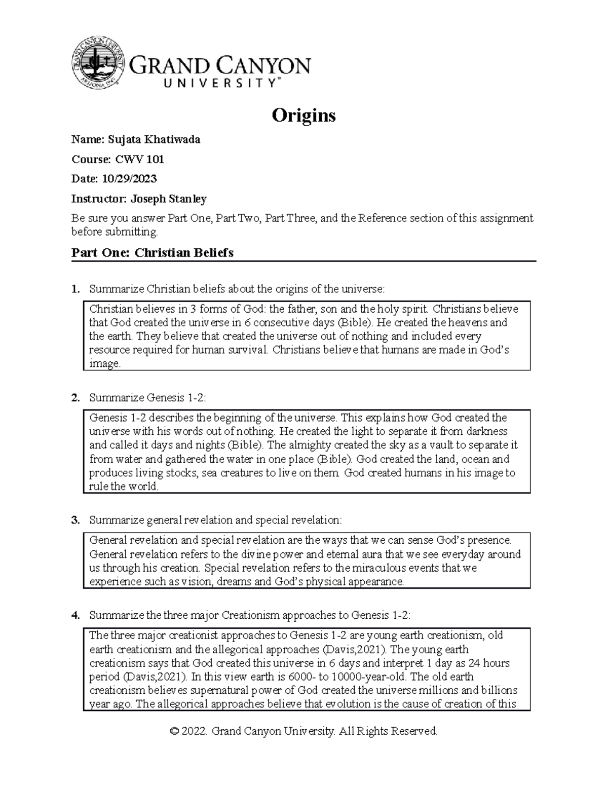 CWV 101 topic 2 assignment - Origins Name: Sujata Khatiwada Course: CWV ...