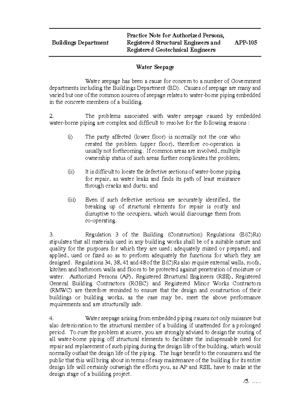 APP105 - Guidelines for Addressing Water Seepage in Building Projects ...