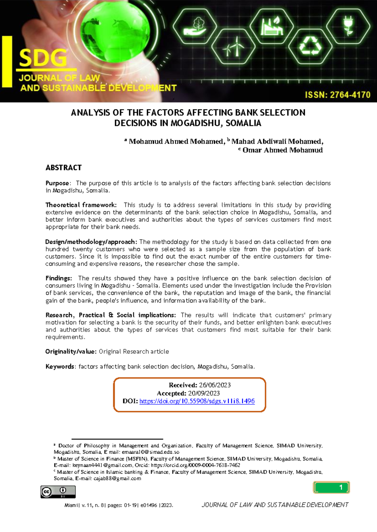 Factors Influencing Bank Selection Decisions in Mogadishu, Somalia ...