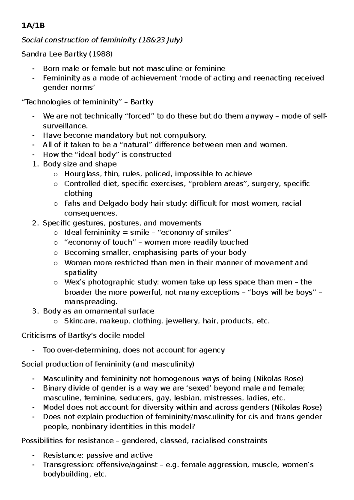 Psych 319 - Comprehensive Exam Summary on Gender and Sexuality Studies ...