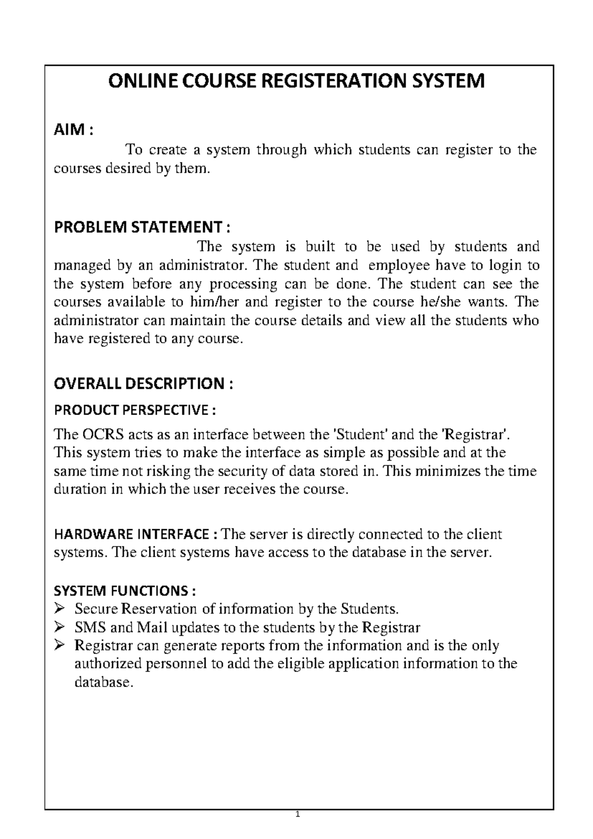 Online Course Reservation System: Overview & UML Diagrams - Studocu