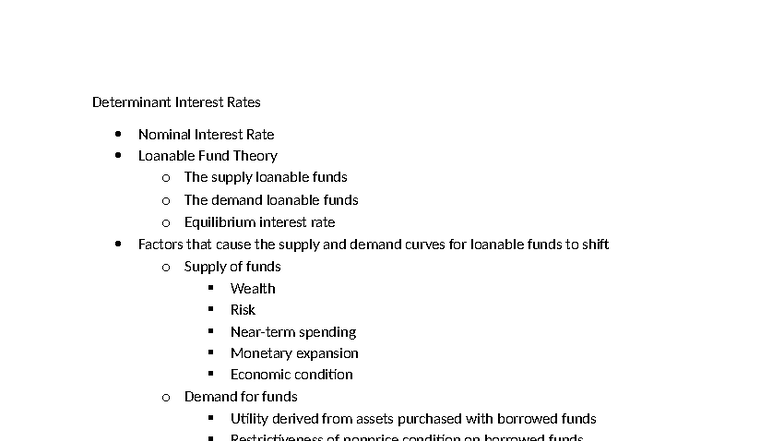 Determinants of Interest Rates: Loanable Funds Theory Explained - Studocu