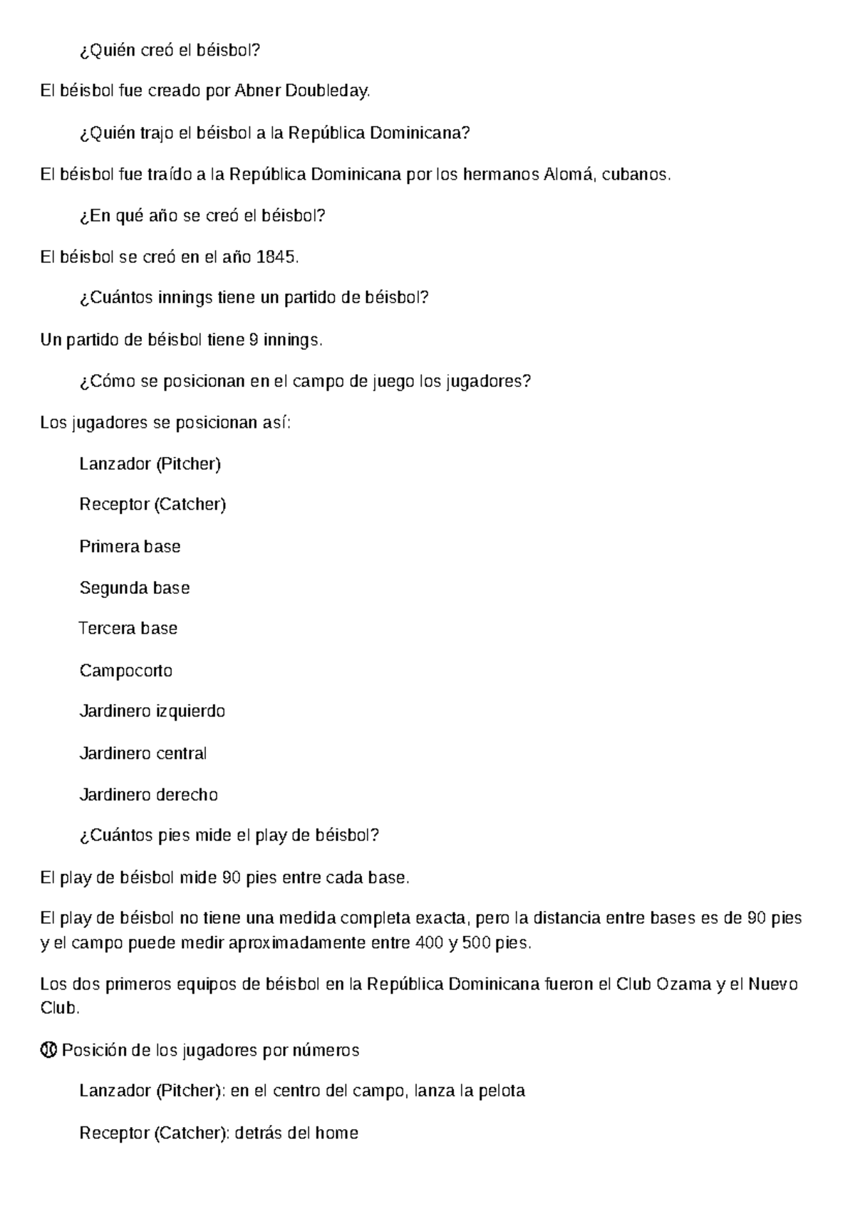 Historia y Reglas del Béisbol: Creación y Medidas - Studocu