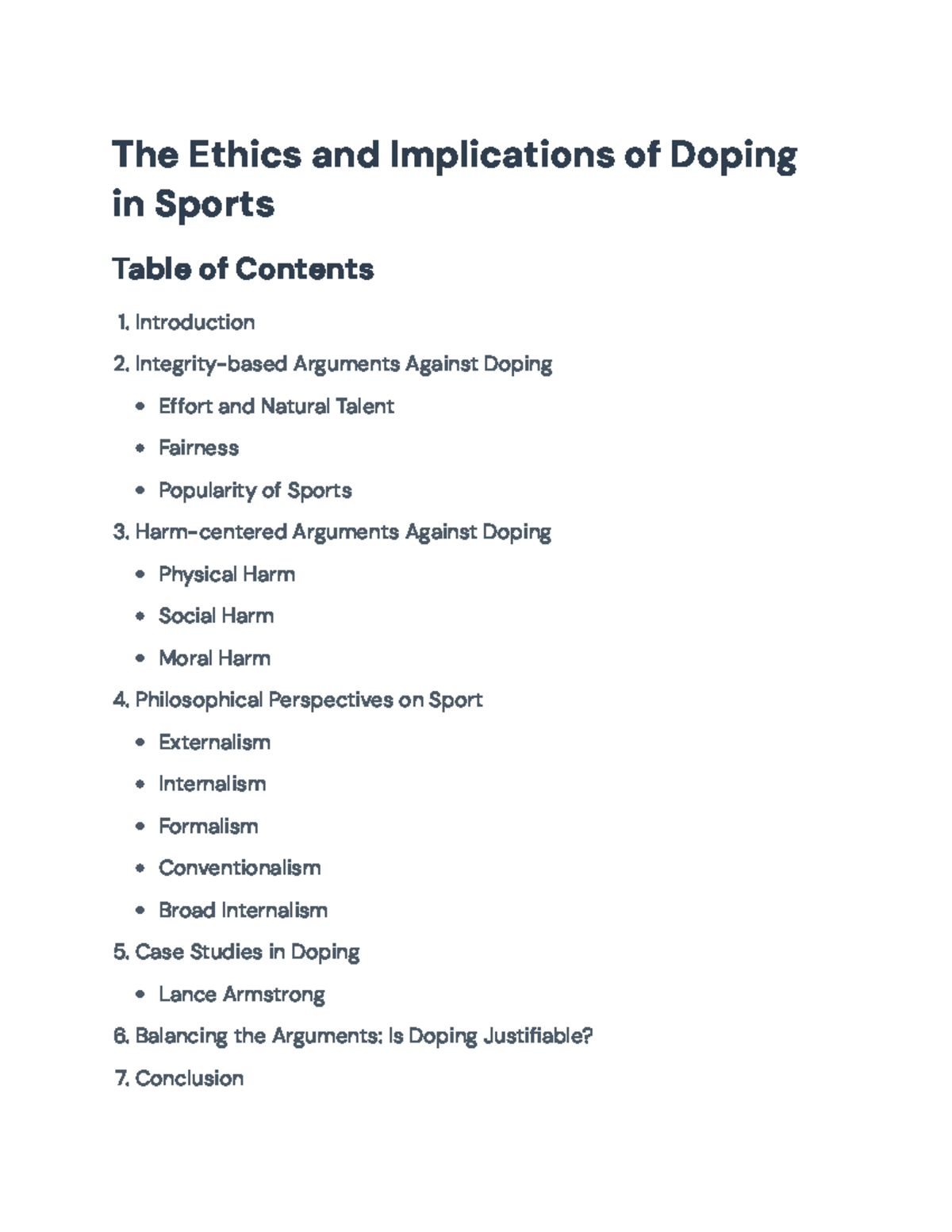 The Ethics and Implications of Doping in Competitive Sports - The ...