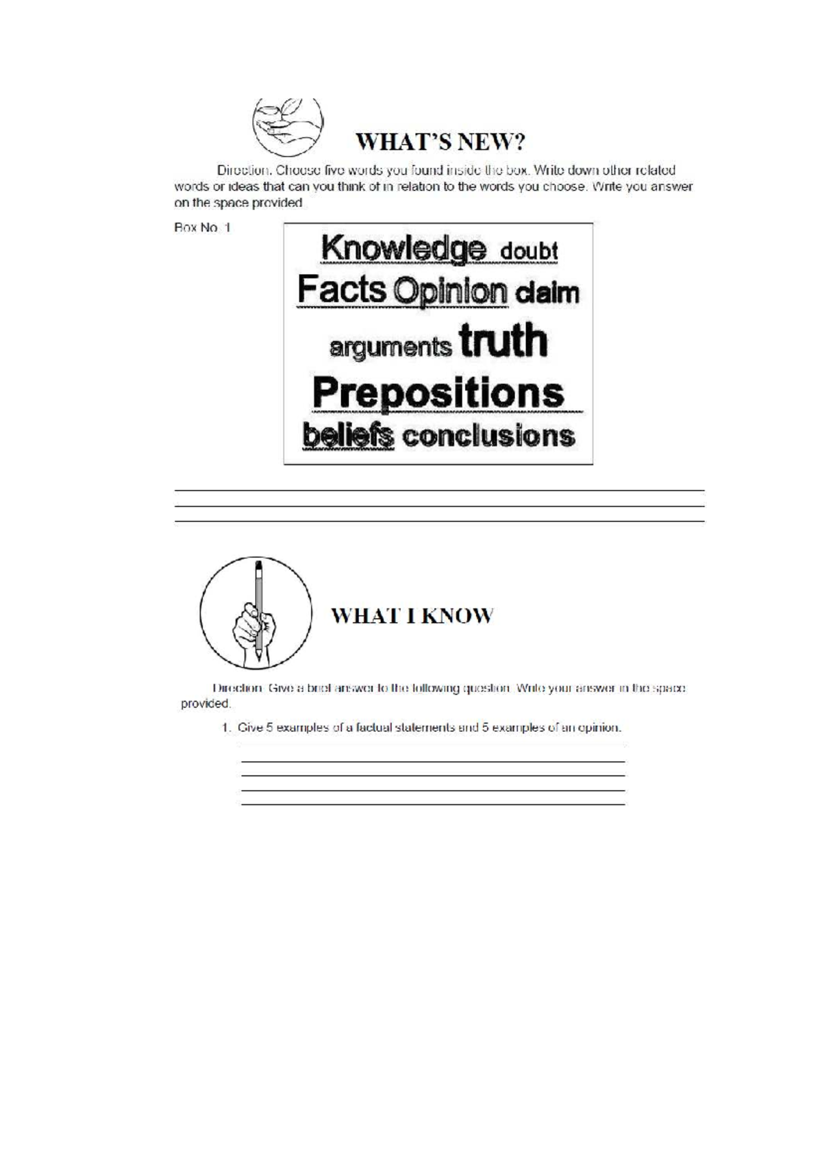 Philo Activity 2: Exploring Truth, Opinion, and Philosophy Concepts ...