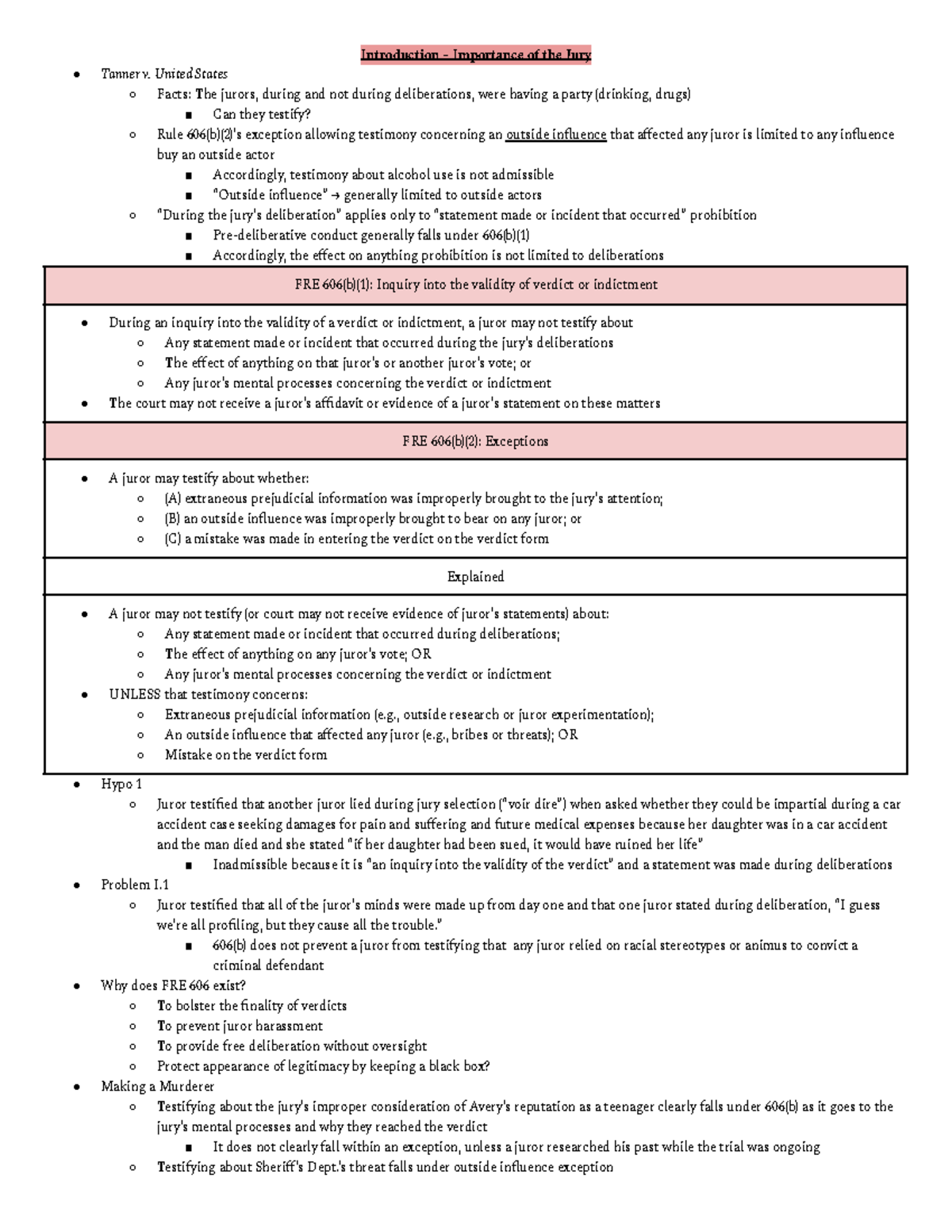 Evidence Outline: Jury Testimony and Relevance Guidelines (LAW 404 ...