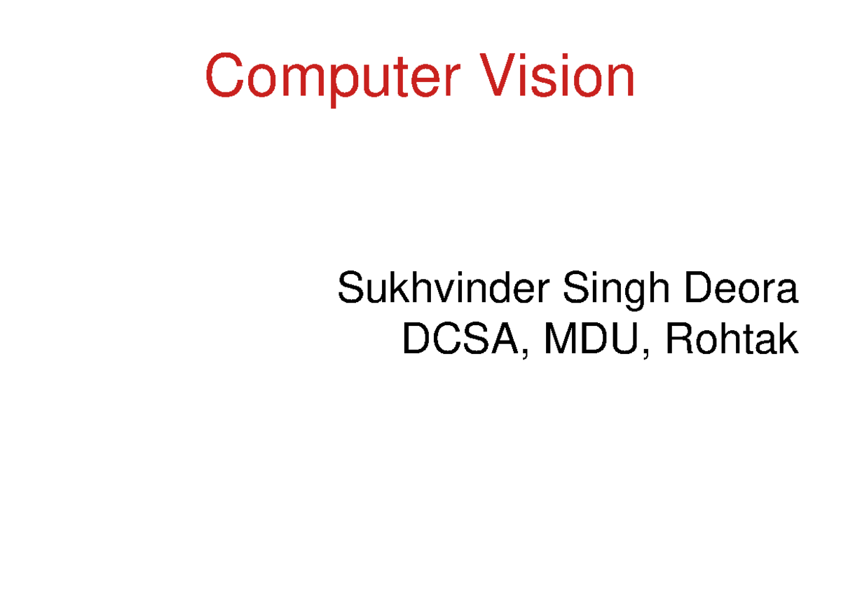 Computer Vision: Unit 1 & 2 - Image Processing Foundations - Studocu