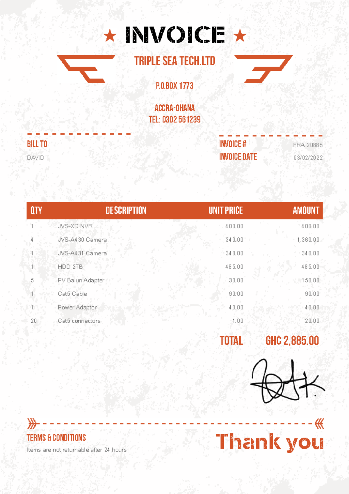 FRA-20885 Invoice for David - Triple Sea Tech Ltd Summary - Studocu