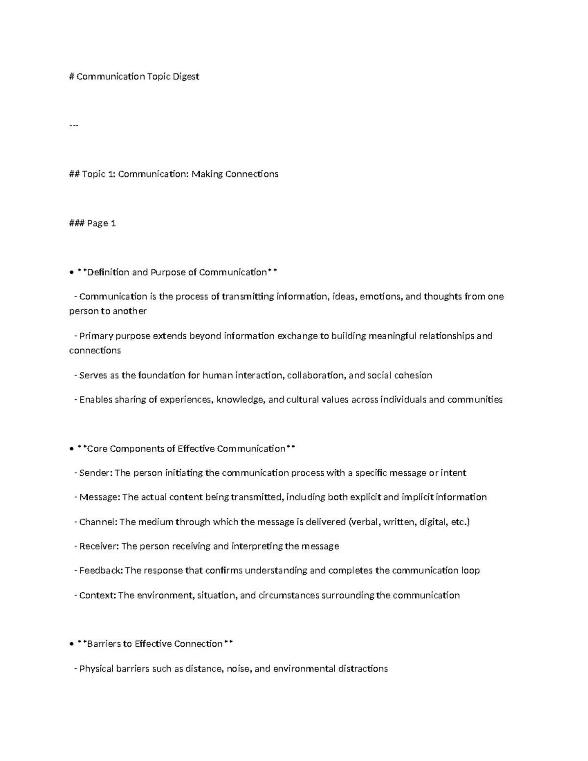 Communication Topic Digest (PC): Making Connections and Types - Studocu