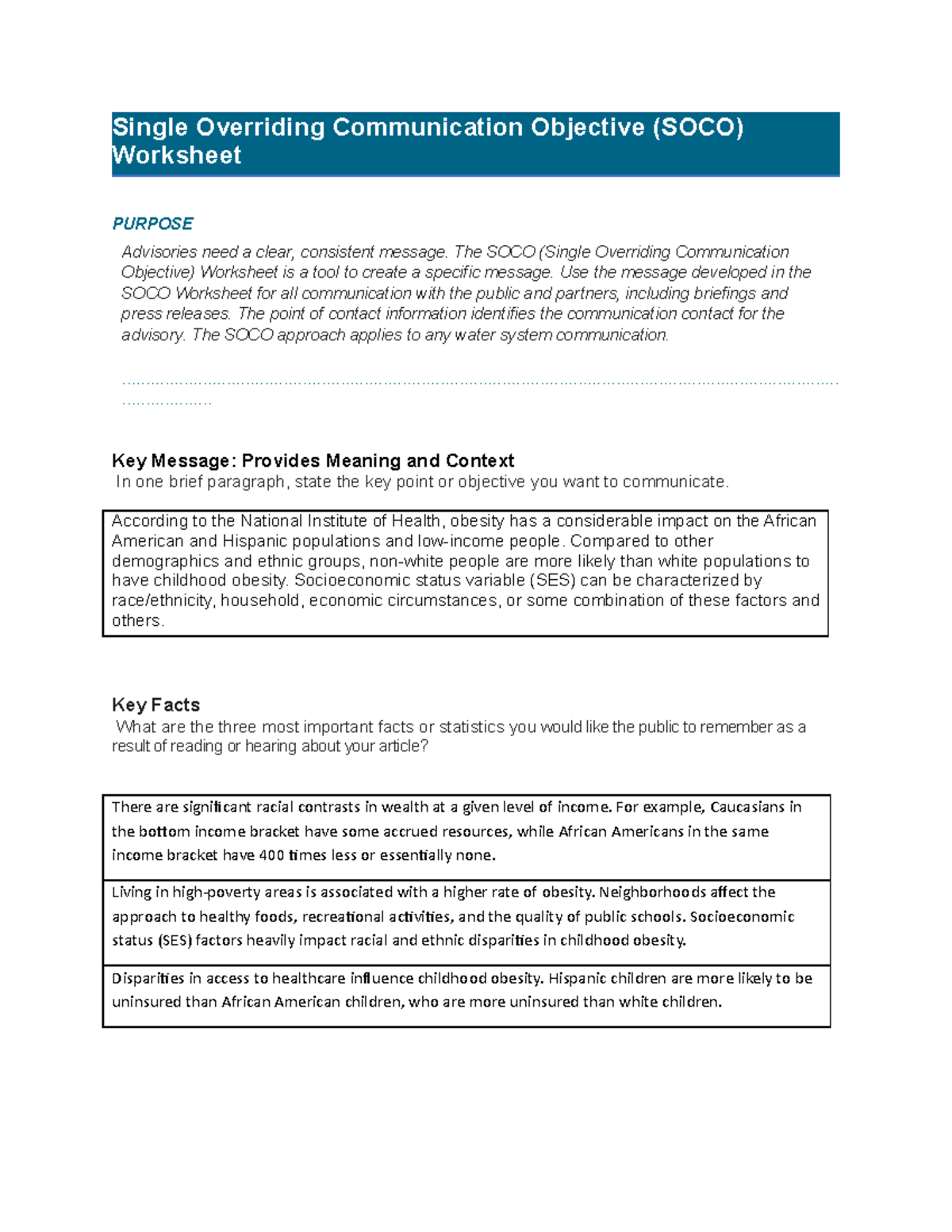 3-1 Discussion: SOCO Framework for Addressing Childhood Obesity - Studocu