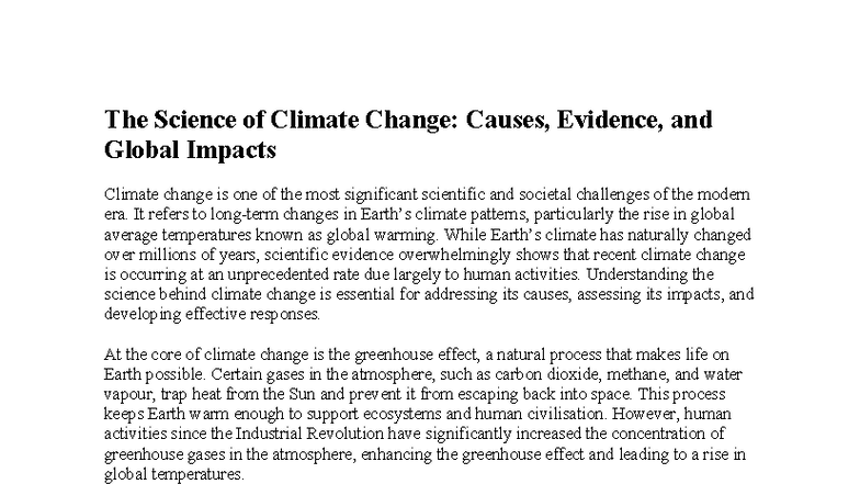 4. Understanding Climate Change: Causes, Evidence & Impacts - Studocu