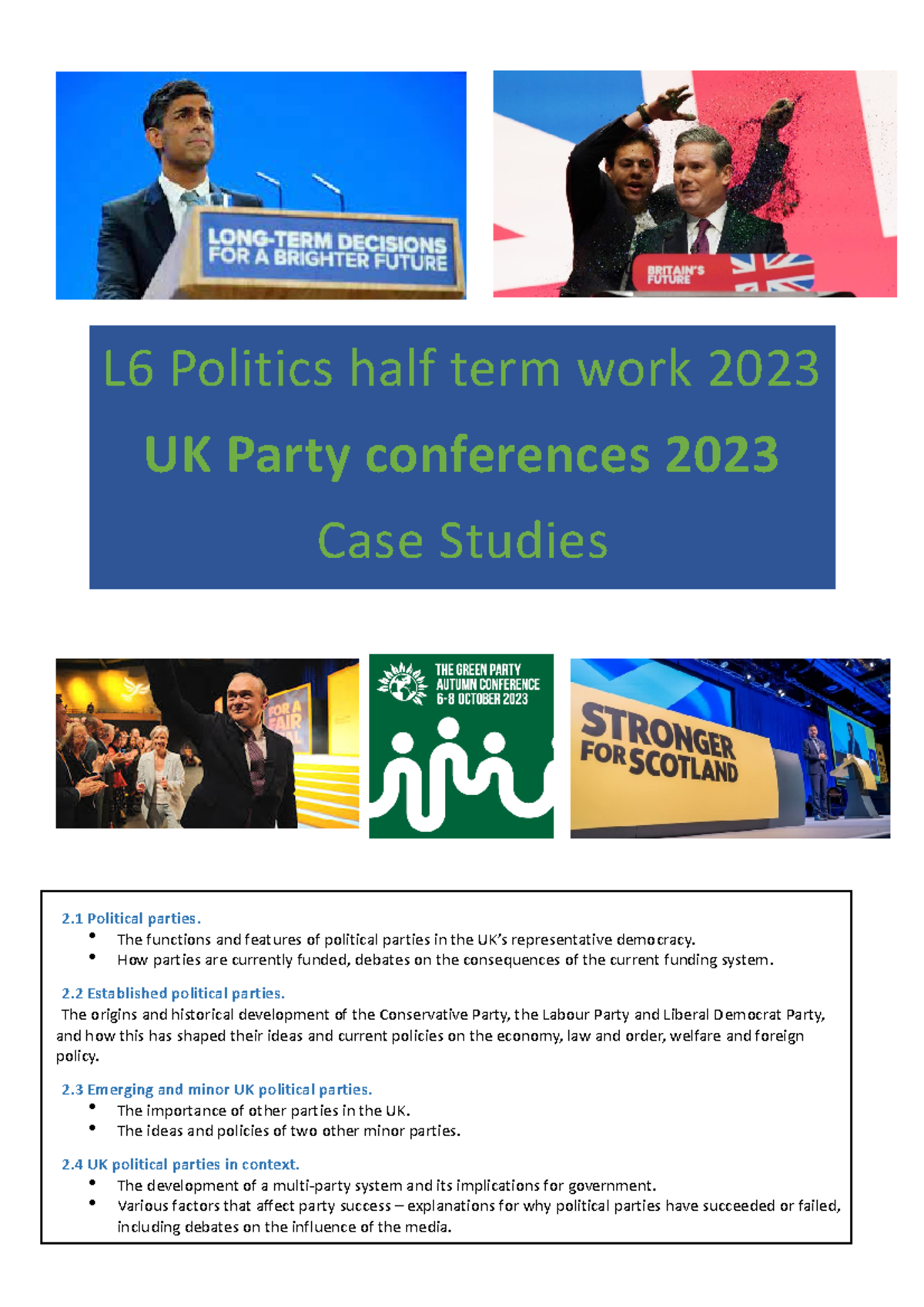 UK Party Conferences 2023: Insights & Key Takeaways from Events - Studocu