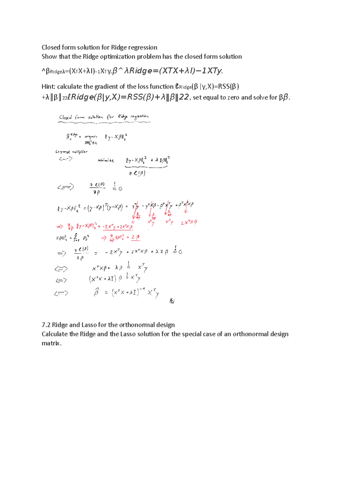 Closed form solution for Ridge regression - MA321-6-SP-CO - Essex - Studocu