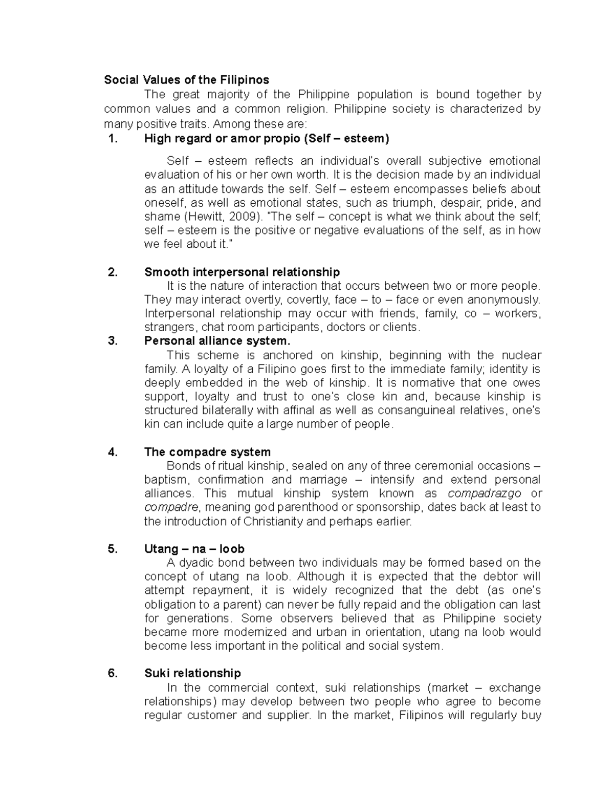 Social Values and Traits of Filipinos: An In-Depth Analysis - Studocu