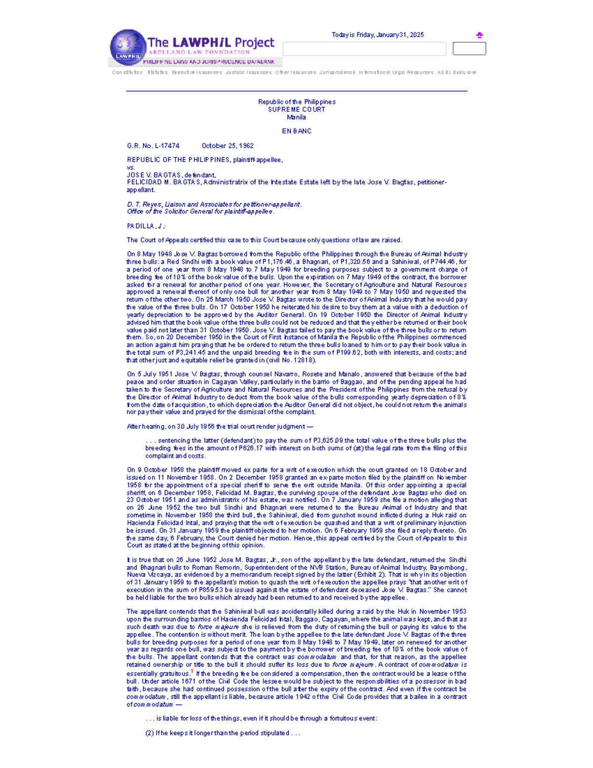 Republic V Bagtas - G.R. No. L-17474 - Constitution Statutes Executive ...