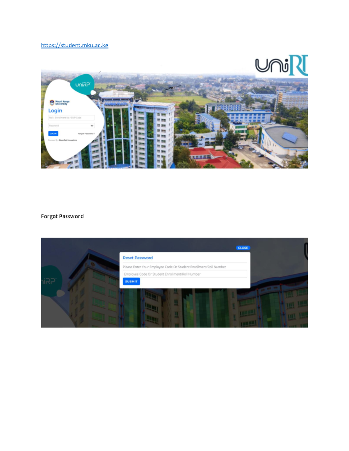Unirp Student Portal Access Guide - Mount Kenya University - Studocu