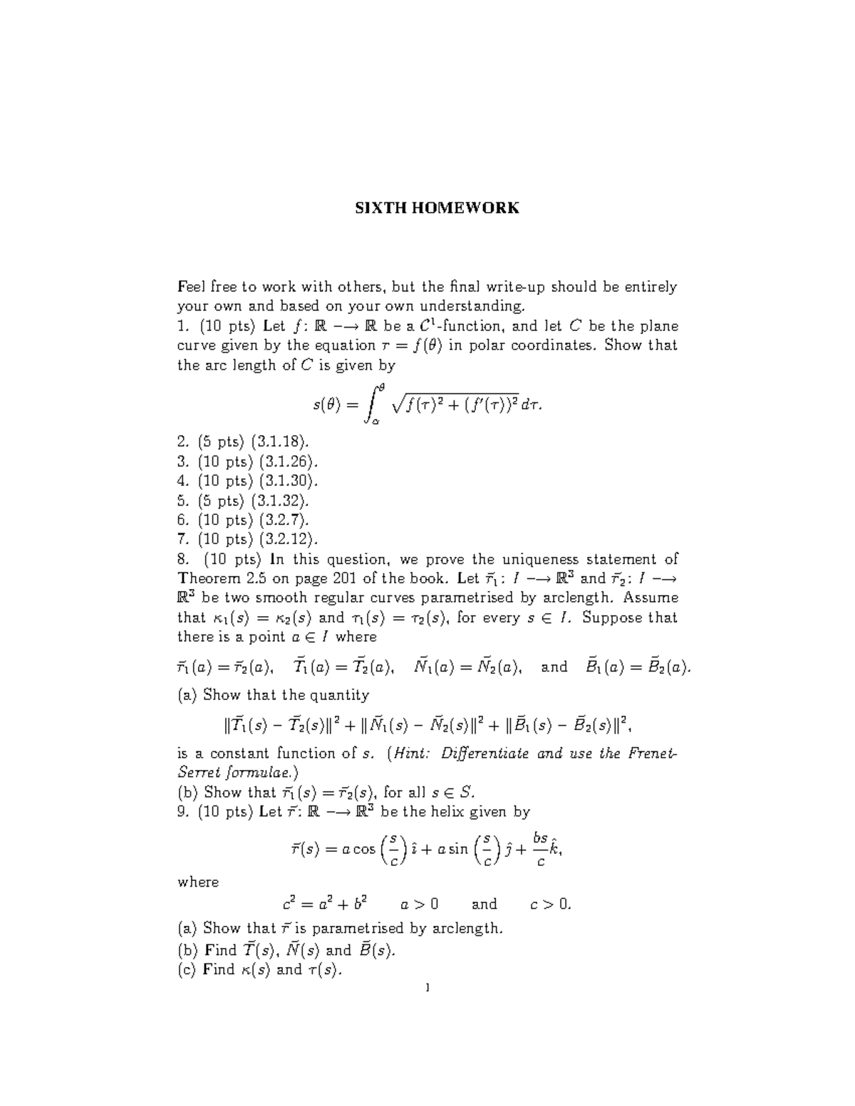 MIT18 022F10 Homework 6 - Calculus Notes Summary - Studocu