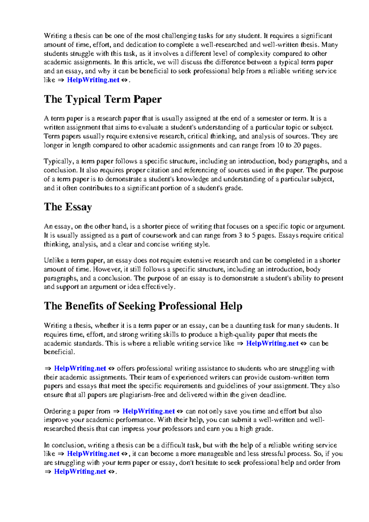 Difference between typical term paper and an essay - Writing a thesis ...