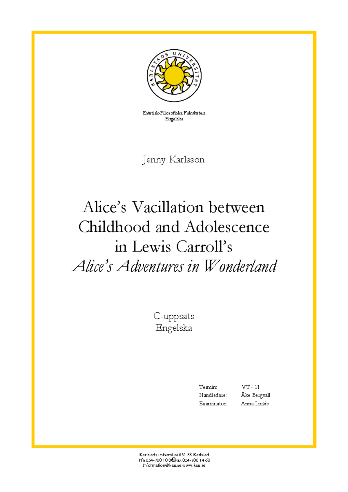 Vacillation Between Childhood and Adolescence in Lewis Carroll's "Alice ...