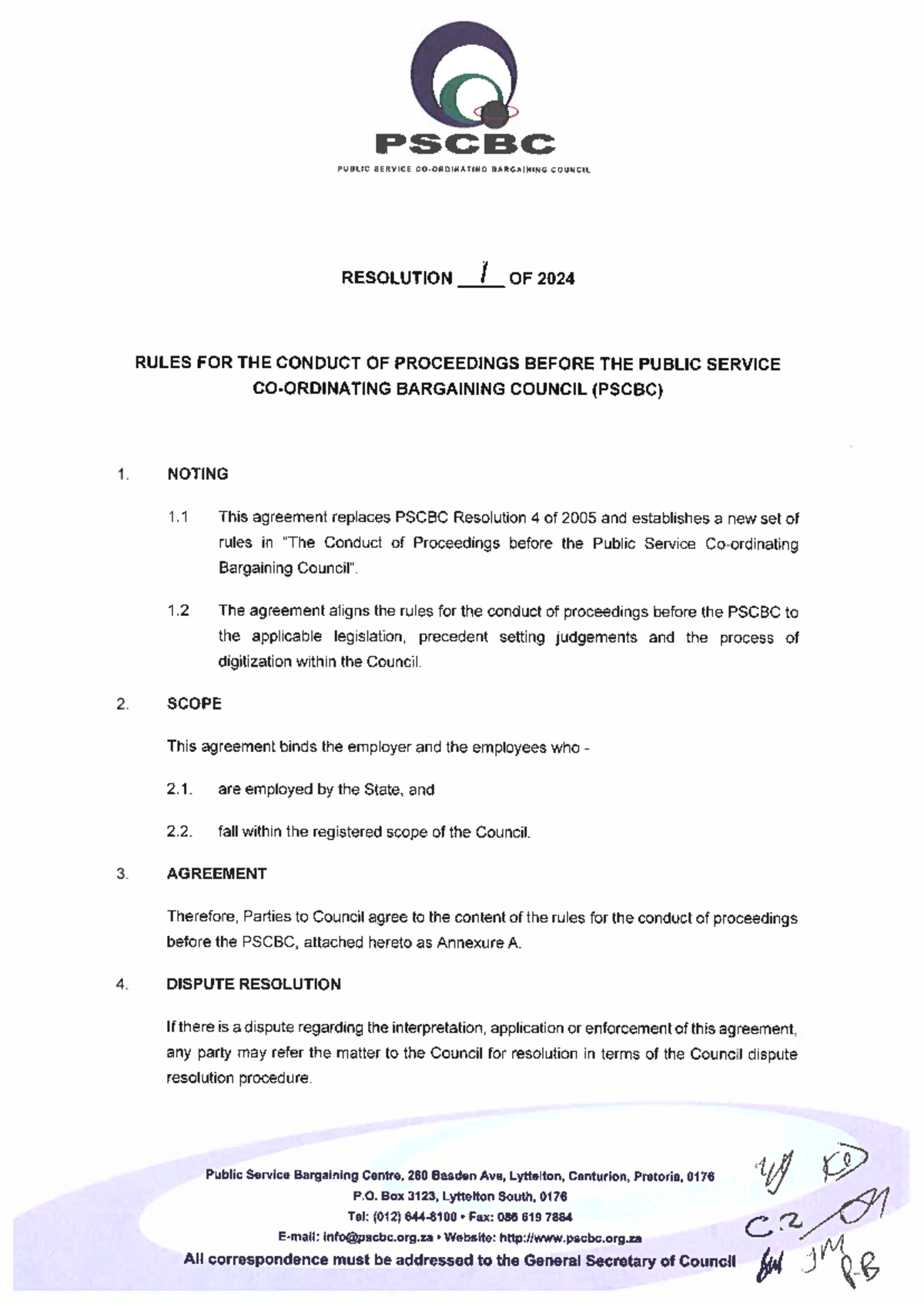 PSCBC Resolution 1 of 2024: Proceedings Conduct Rules (002) - Studocu