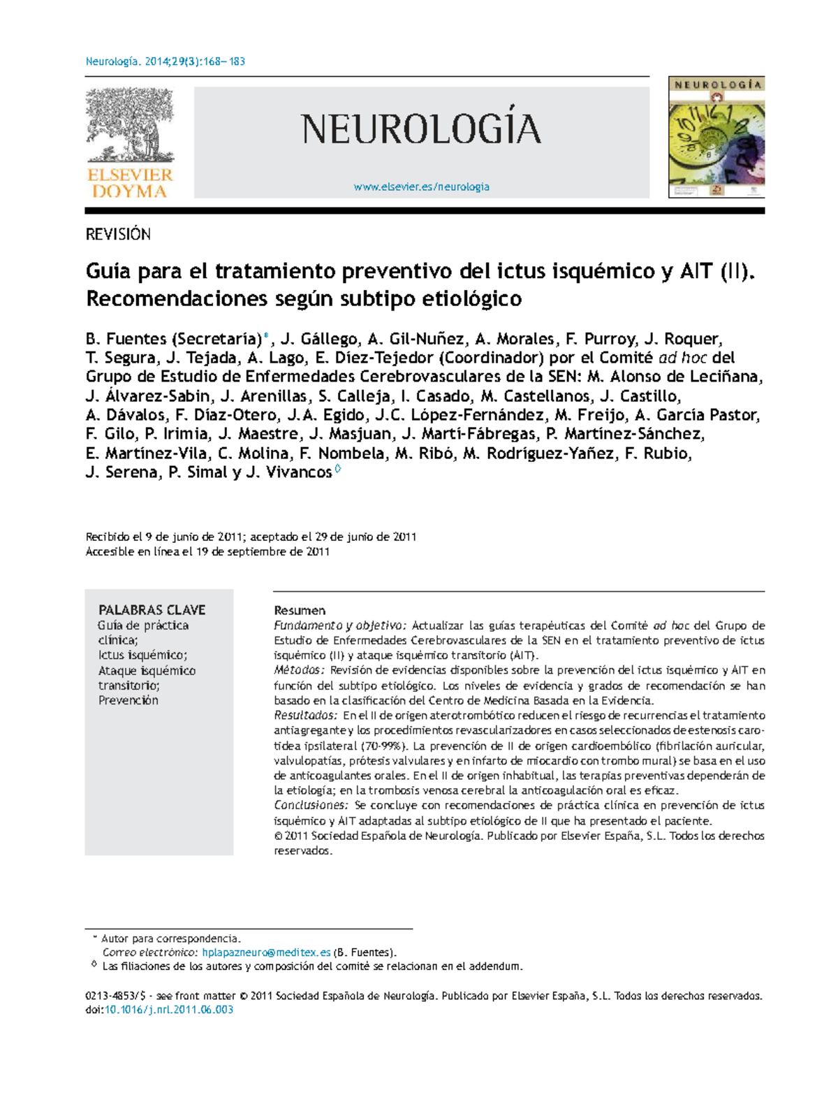 Guía SEN para el Tratamiento Preventivo del Ictus Isquémico y AIT (II) - Studocu