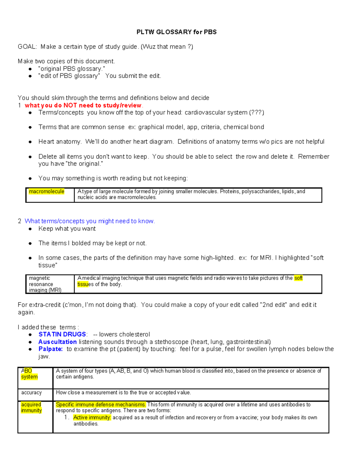 PLTW PBS Terminology Glossary for Study Guide Preparation - Studocu