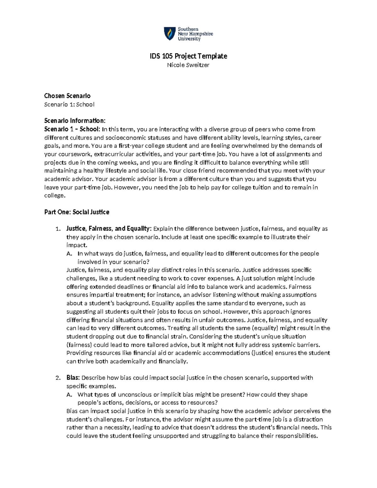 IDS 105 Project Template: Navigating Social Justice in Academic ...