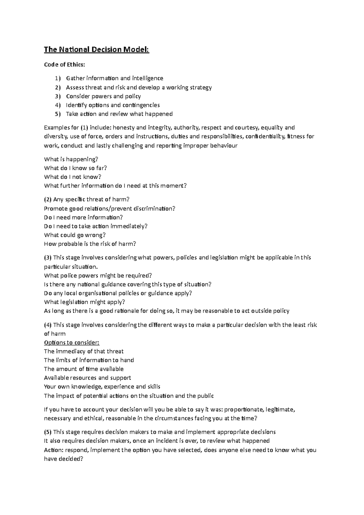 The National Decision Model - The National Decision Model: Code of ...