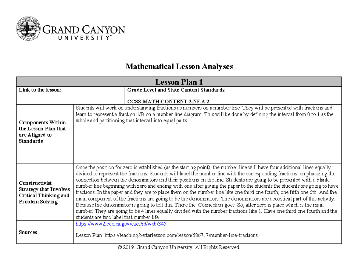 ELM-470-T2-Mathematical Lesson Analysis - Mathematical Lesson Analyses ...