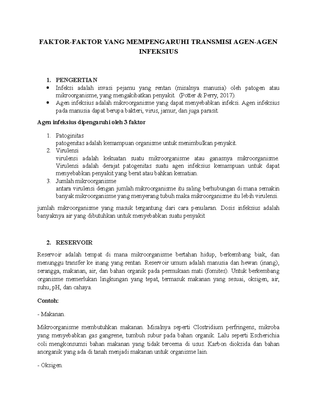 Faktor-Faktor Mempengaruhi Transmisi Agen Infeksius - AGEN 101 - Studocu