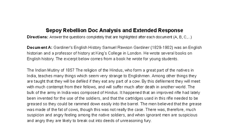 4.8 Sepoy Rebellion Document Analysis and Response - Studocu