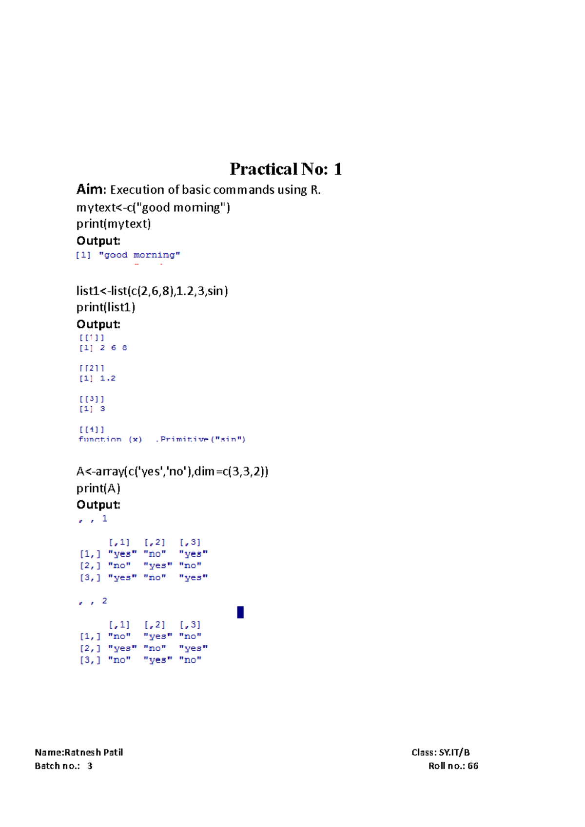 Cost Analysis Practical 1-7: Basic R Commands and Operations - Studocu